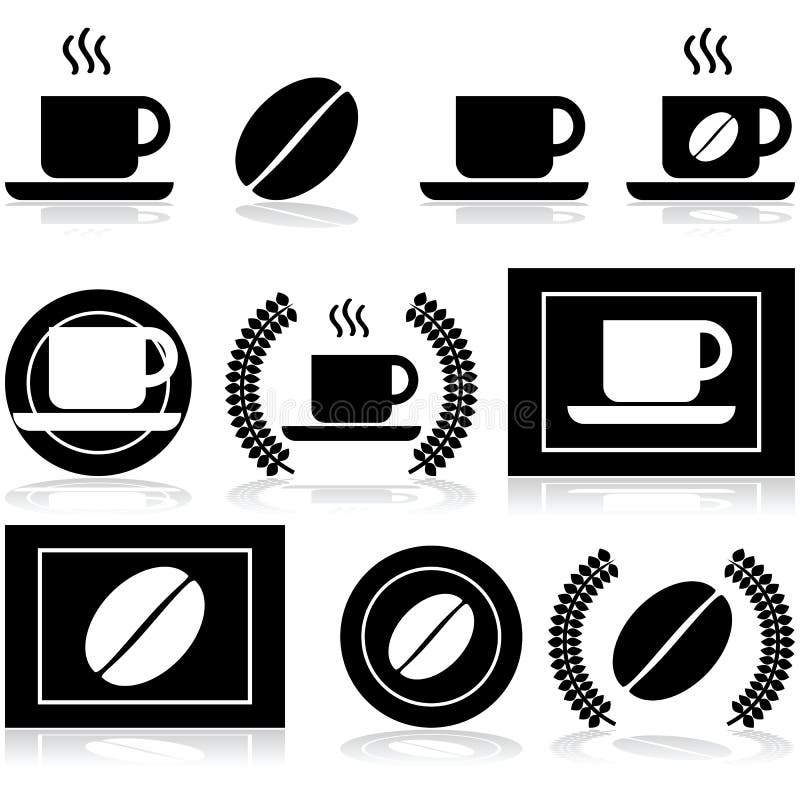 Iconos del café ilustración del vector. Ilustración de almuerzo - 39567419