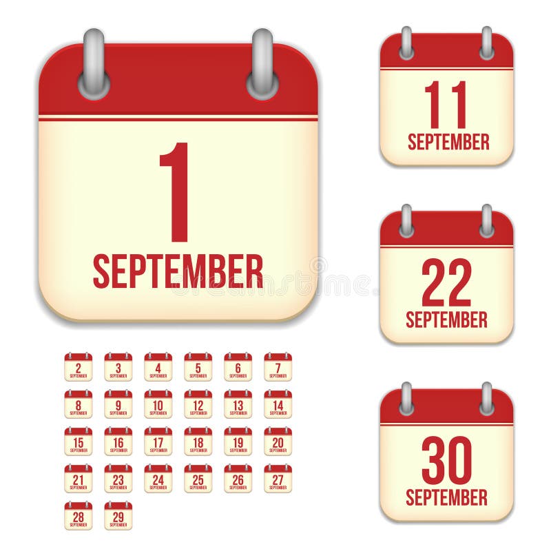 Iconos Del Calendario Del Vector De Septiembre Ilustración del Vector ...