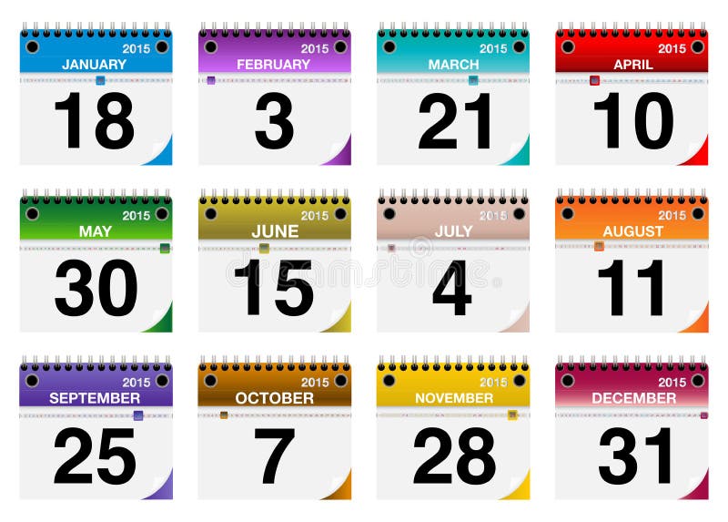 2015 Iconos Del Calendario Del Vector Fijados Ilustración del Vector ... 2015 Iconos Del Calendario Del Vector Fijados Ilustración del Vector ...