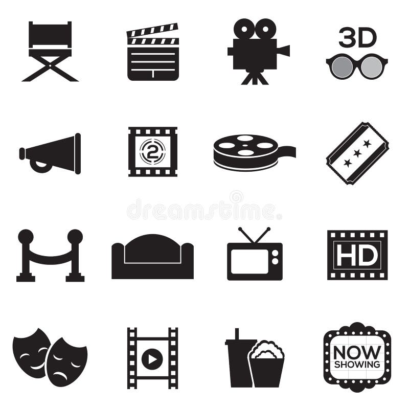 Iconos del cine ilustración del vector. Ilustración de vector - 40538985