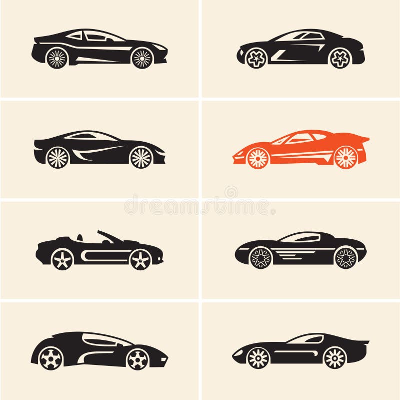 Iconos Del Coche Del Vector Coches Deportivos Ilustración del Vector ...