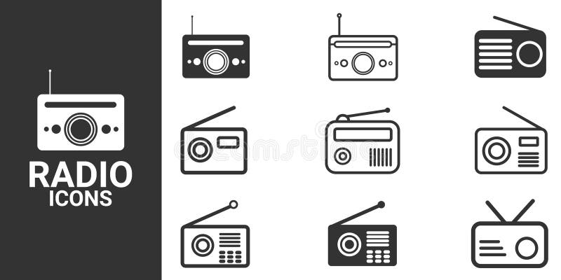 Iconos Del Conjunto De Iconos Del Vector De Radio. Ilustración del Vector - Ilustración de ...