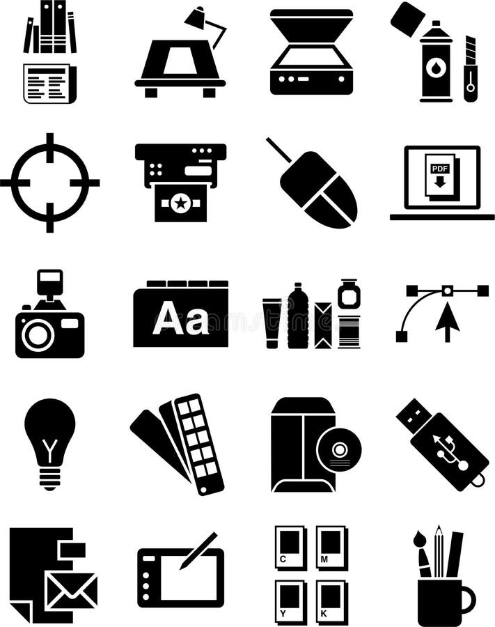 Iconos del diseño gráfico ilustración del vector. Ilustración de objeto ...