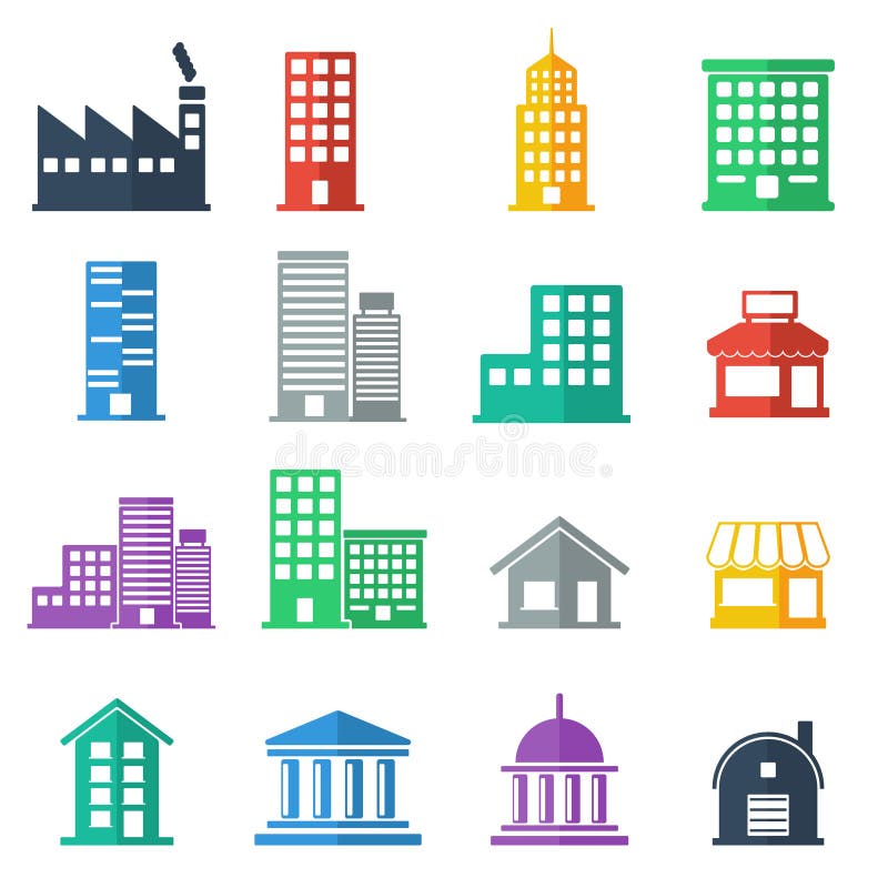 Iconos Del Edificio Diseño Plano Constructivo Ilustración Del Vector Ilustración del Vector ...