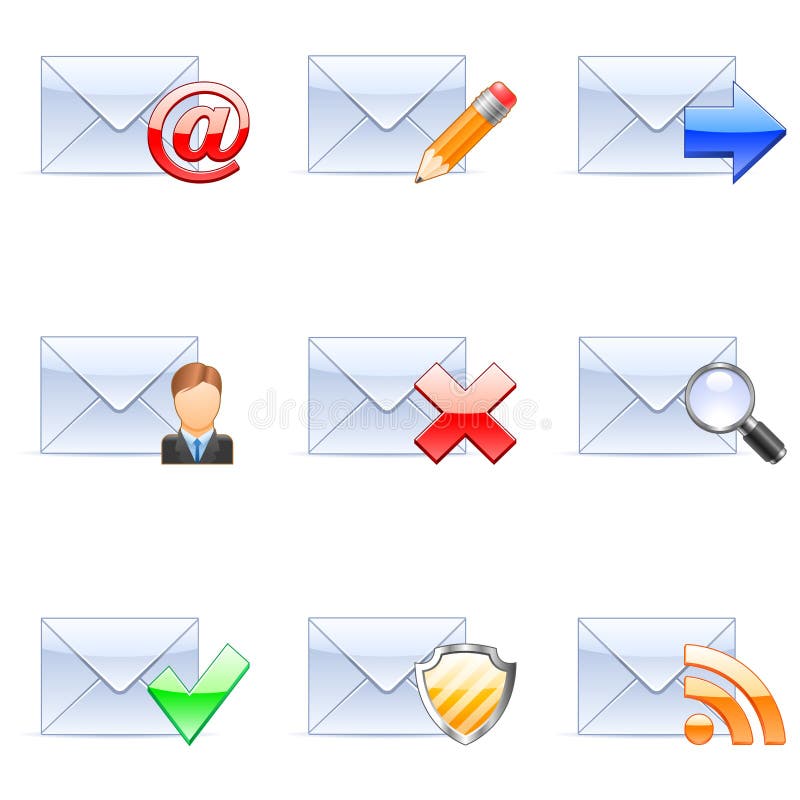 Iconos del email. ilustración del vector. Ilustración de comercio ...