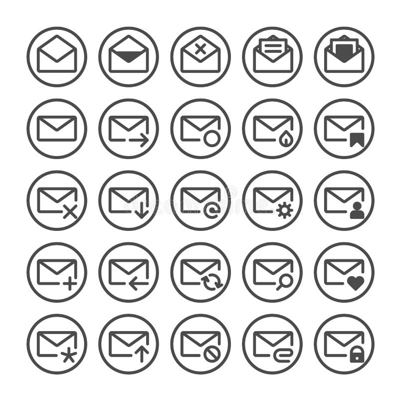 Iconos Del Email Del Vector Ilustración del Vector - Ilustración de ...