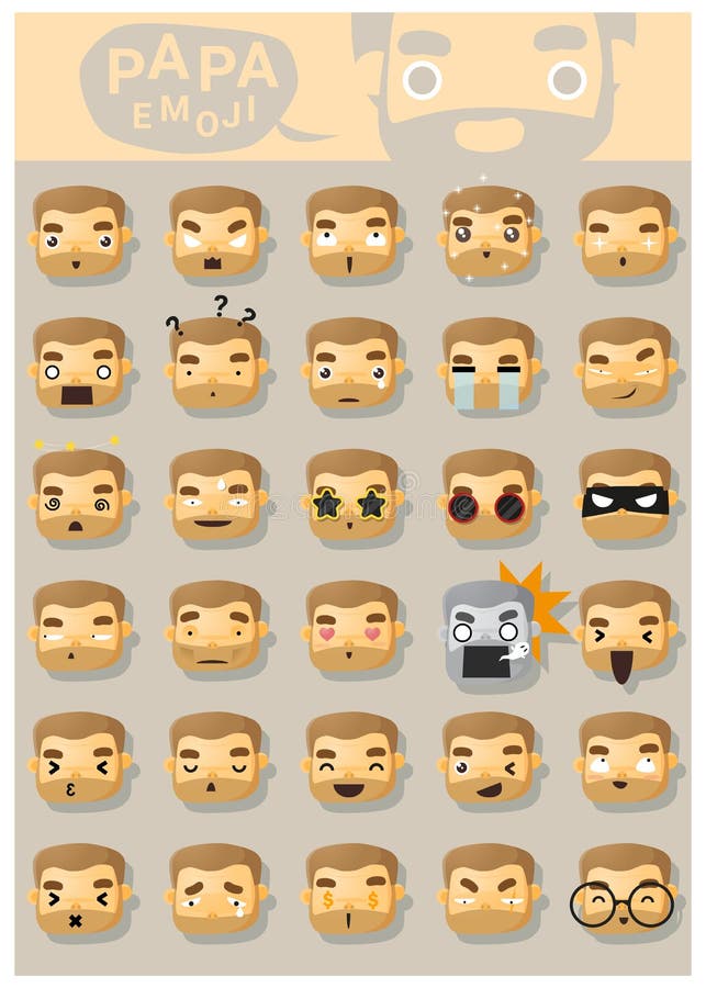 Iconos Del Emoji De La Papá Ilustración del Vector - Ilustración de ...
