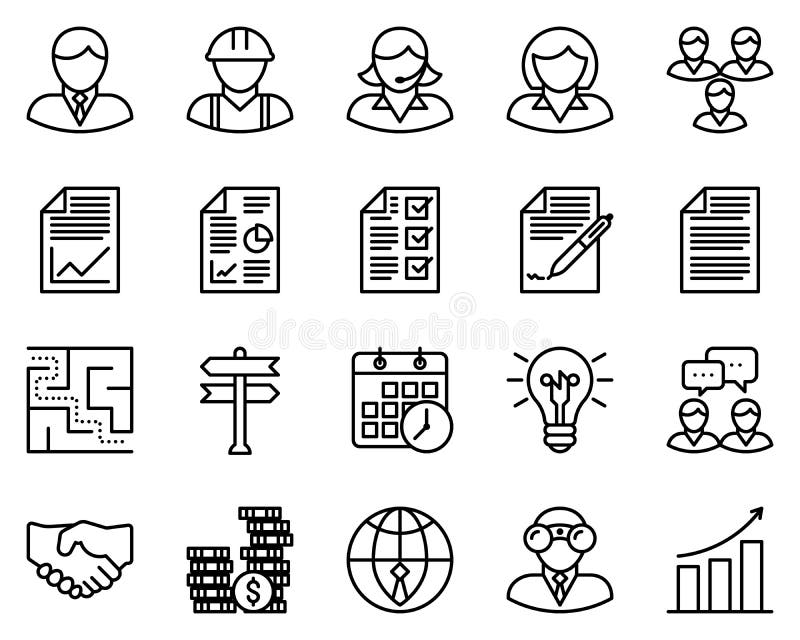 Iconos Del Esquema Del Negocio Ilustración del Vector - Ilustración de ...