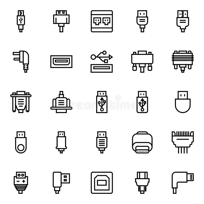 Iconos Del Esquema Para Los Conectores Y Los Cables. Stock de ...
