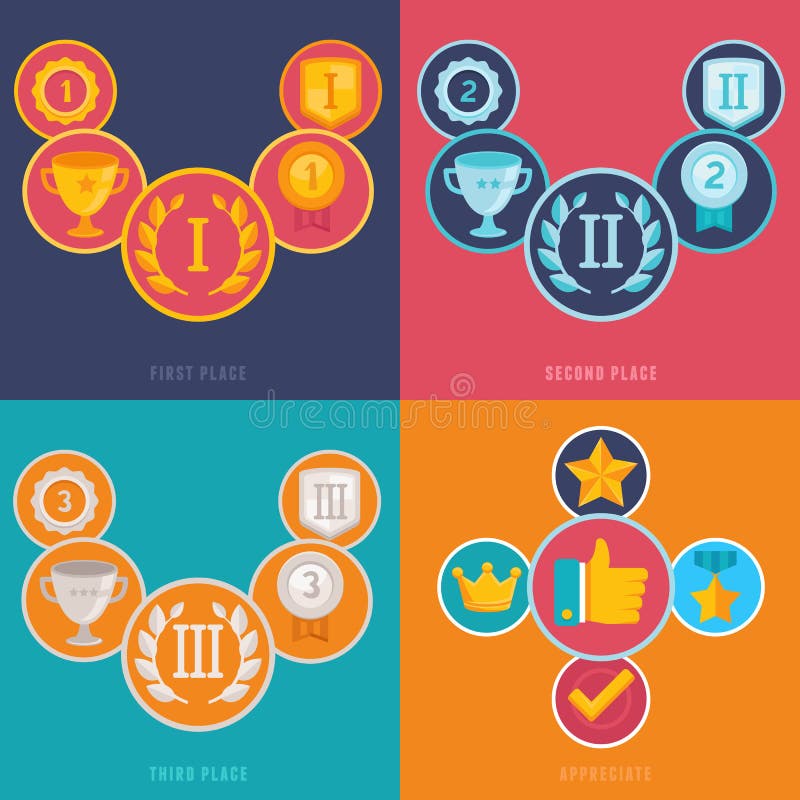 Iconos Del Gamification Del Vector En Estilo Plano Ilustración del ...