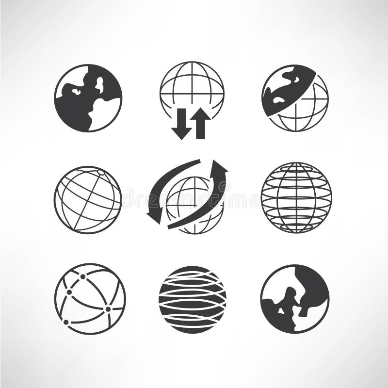 Iconos del globo del mundo stock de ilustración. Ilustración de flecha ...