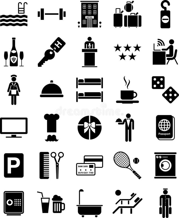Pictogramas Del Hotel Y Del Restaurante Ilustración del Vector ...