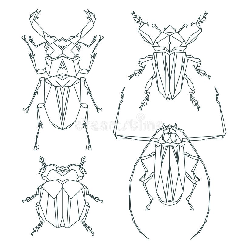 Iconos Del Insecto, Sistema Del Vector Estilo Triangular Abstracto ...