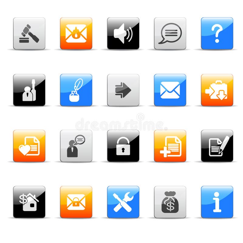 Iconos del Internet ilustración del vector. Ilustración de brillante ...