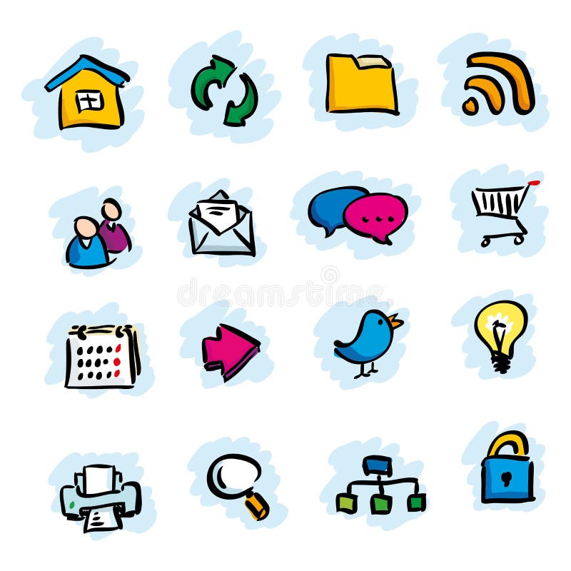 Iconos del Internet ilustración del vector. Ilustración de grupo - 19863515