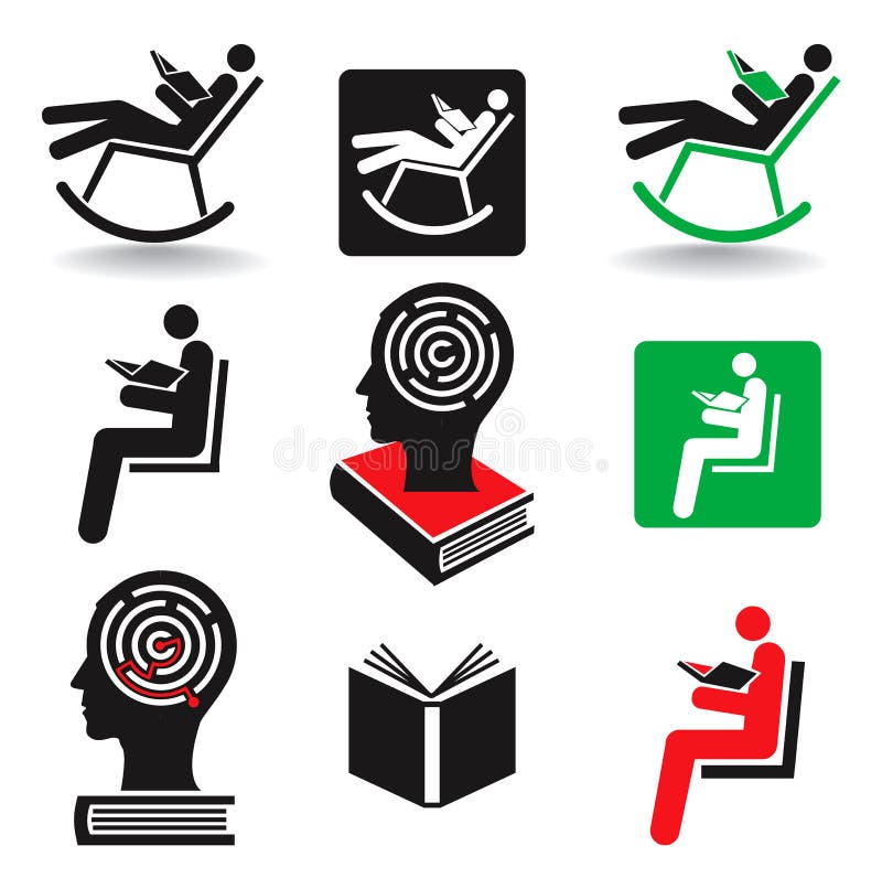Iconos Del Libro Del Lector Ilustración del Vector - Ilustración de ...
