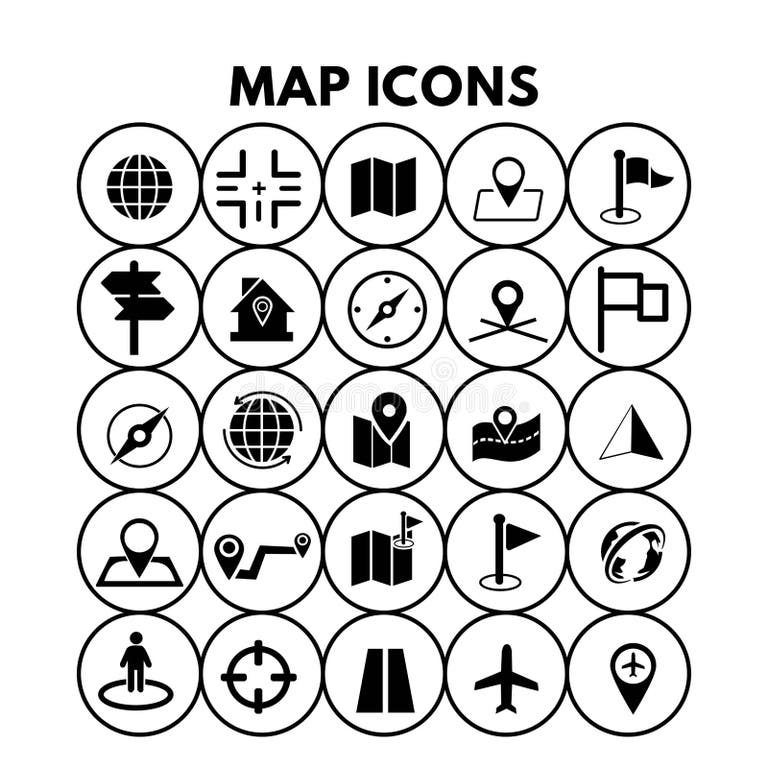 Iconos del mapa ilustración del vector. Ilustración de global - 120543332