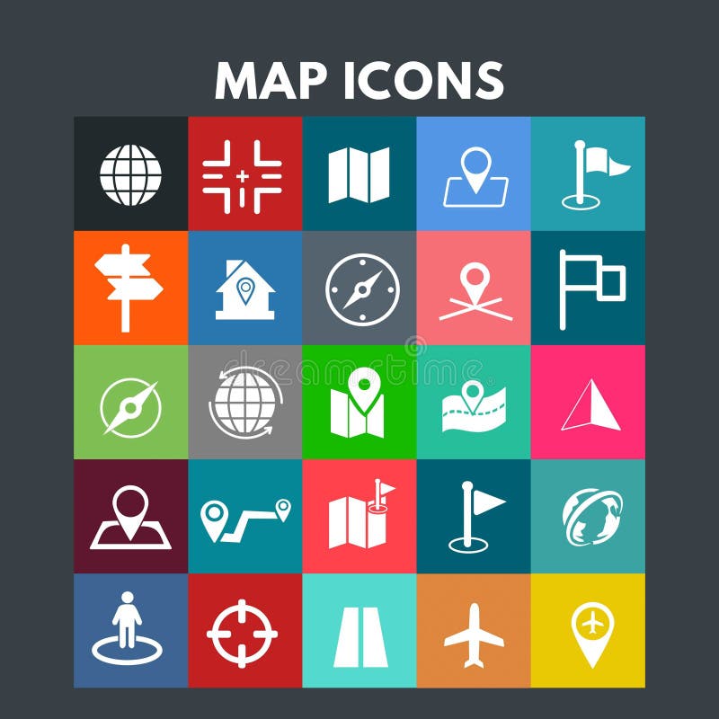 Iconos del mapa ilustración del vector. Ilustración de contacto - 120629869