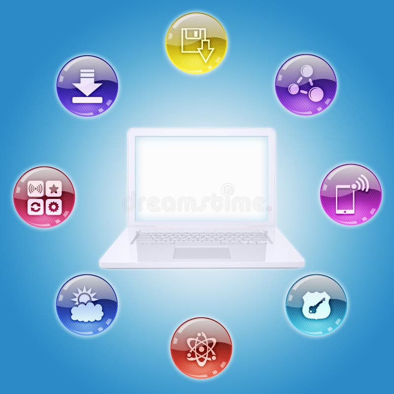 Tablet PC E Iconos Del Programa Stock de ilustración - Ilustración de ...