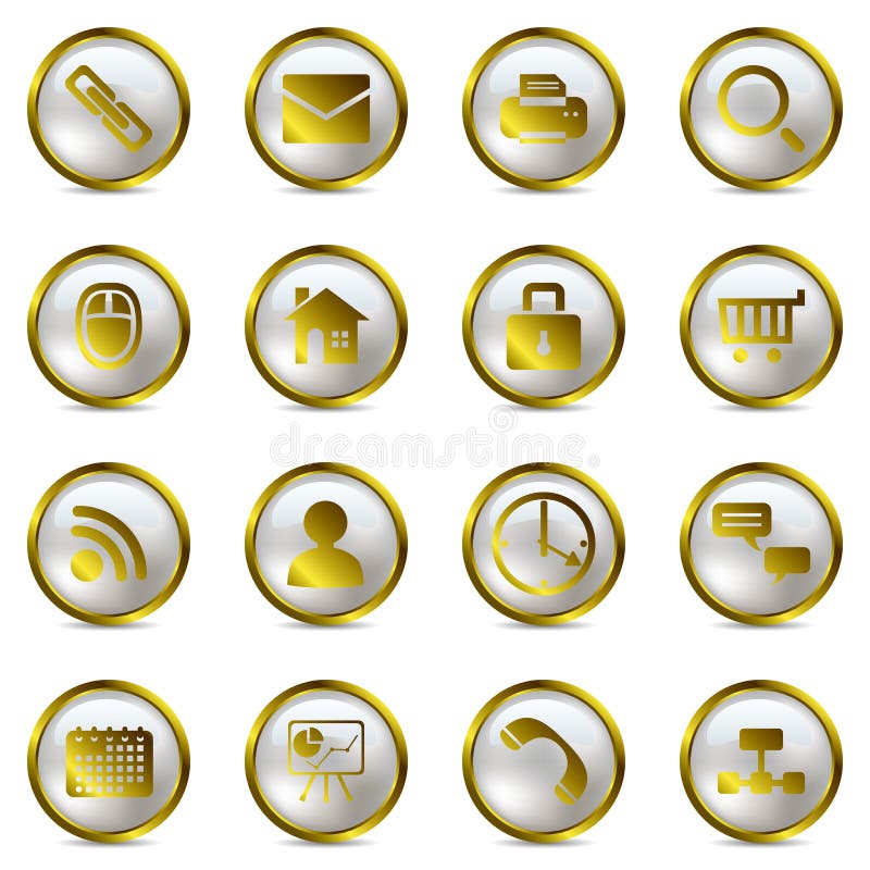Iconos del oro fijados ilustración del vector. Ilustración de compras ...