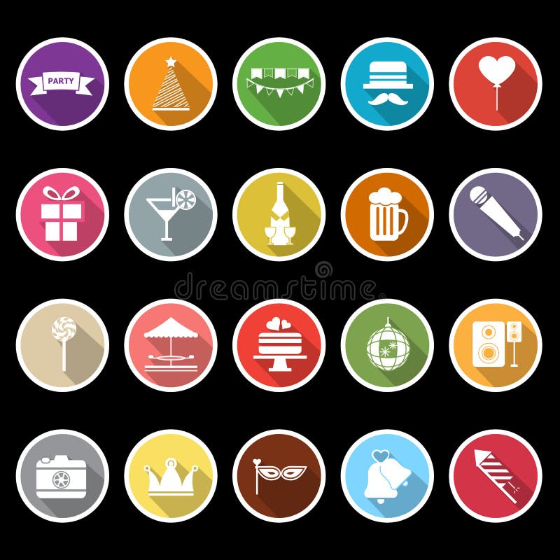 Iconos Del Partido Con La Sombra Larga Ilustración del Vector ...