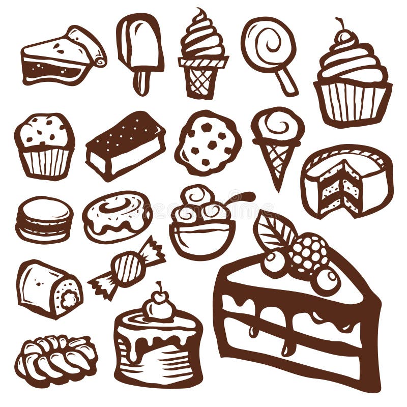 Iconos del postre ilustración del vector. Ilustración de postre - 24789385