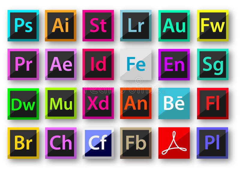 Vector Editorial De Los Iconos Photoshop, De Illustrator Y De Indesign ... Vector Editorial De Los Iconos Photoshop, De Illustrator Y De Indesign ...