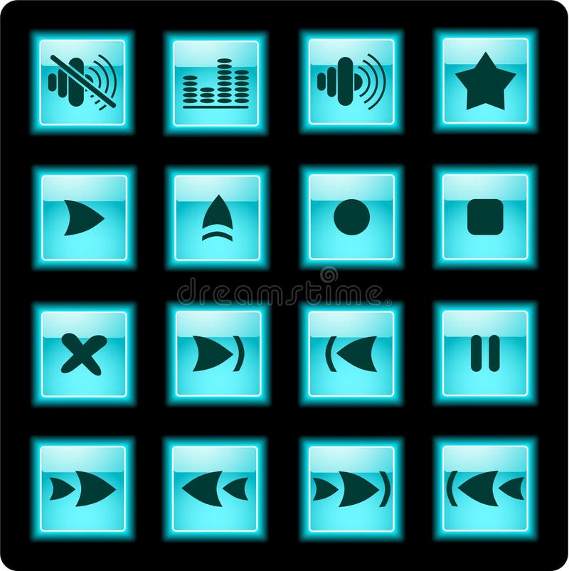 Iconos Del Reproductor Multimedia Ilustración del Vector - Ilustración ...