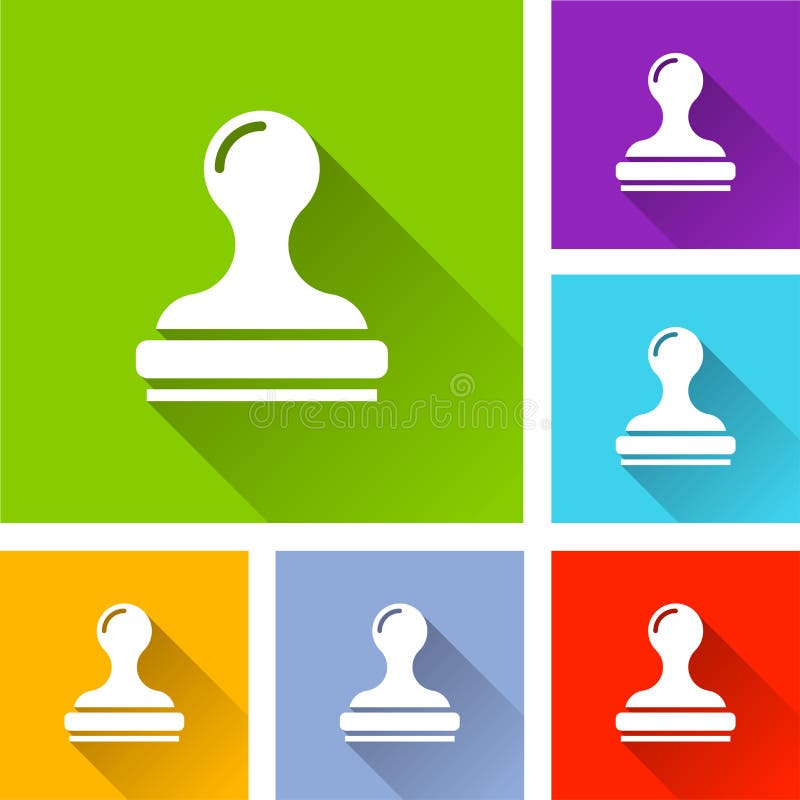 Iconos Del Sello Con La Sombra Larga Ilustración del Vector ...