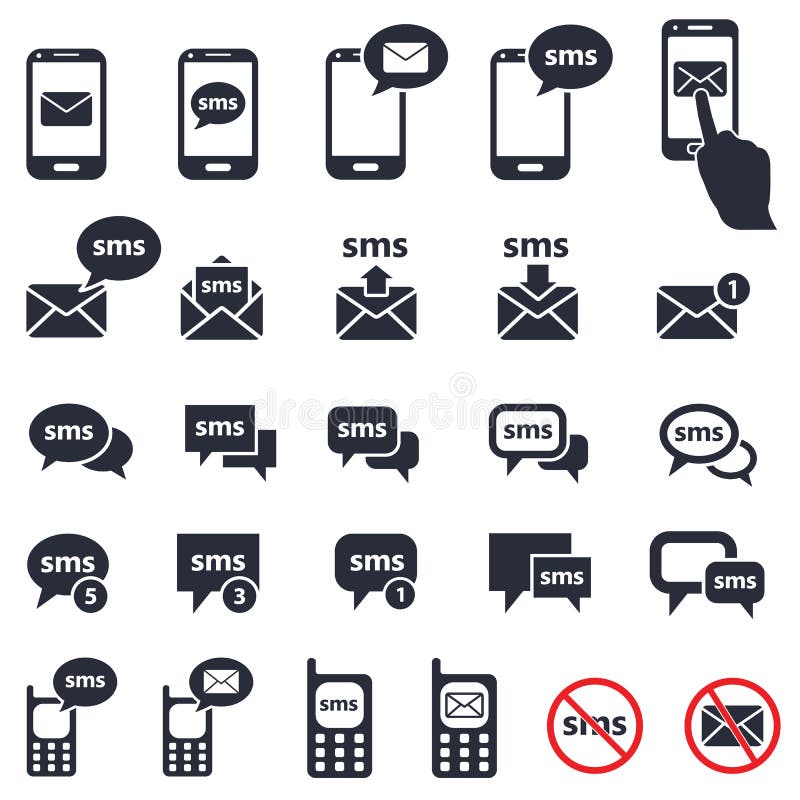Iconos del SMS fijados ilustración del vector. Ilustración de vector ...