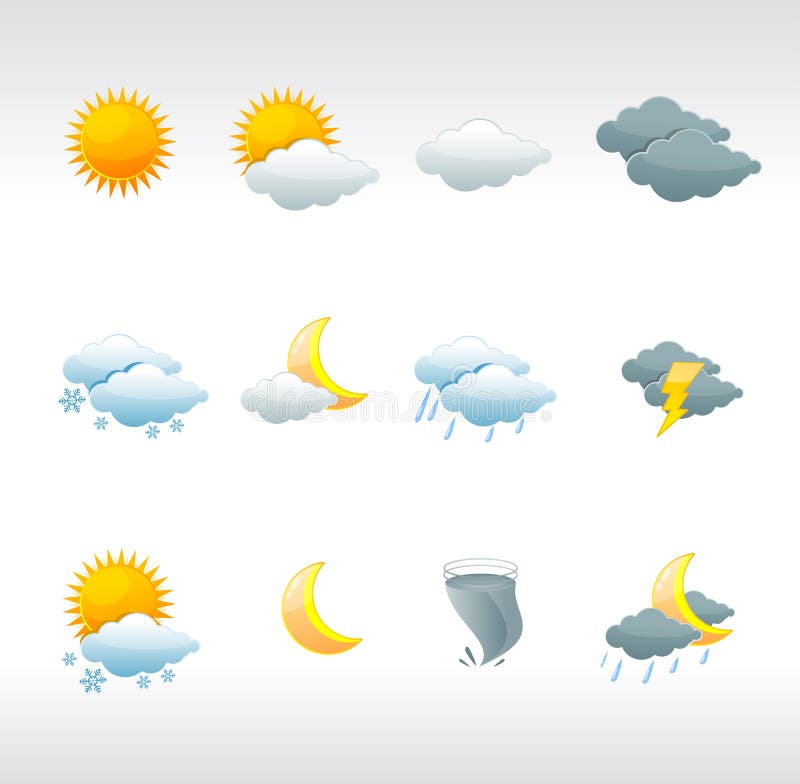 Diversos Iconos Para El Tiempo Y El Clima Ilustración del Vector ...