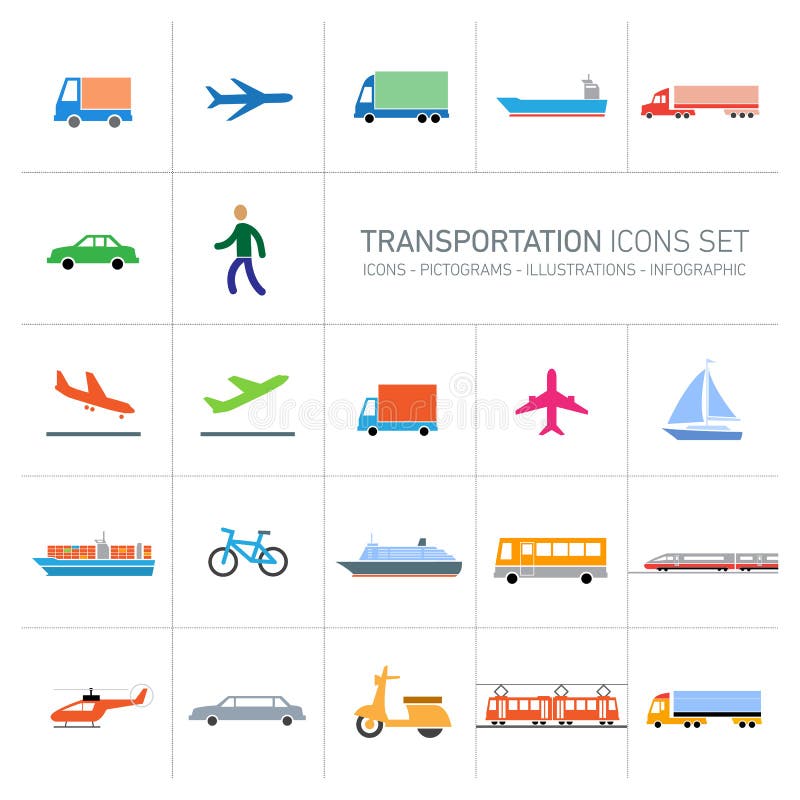 Colección De Los Pictogramas Del Transporte Ilustración del Vector ...