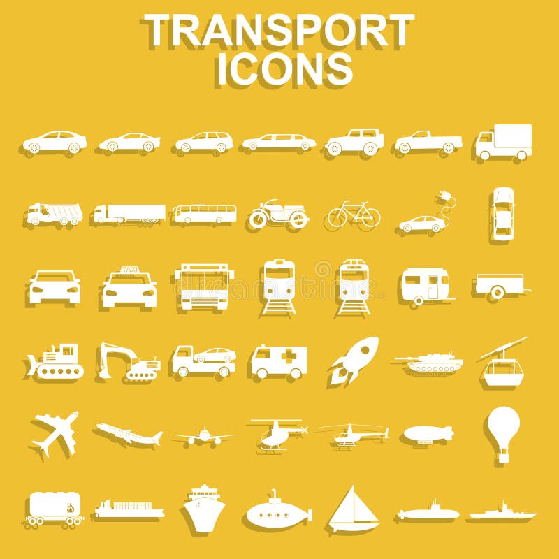 Iconos Del Transporte Vector Ilustración del Vector - Ilustración de ...