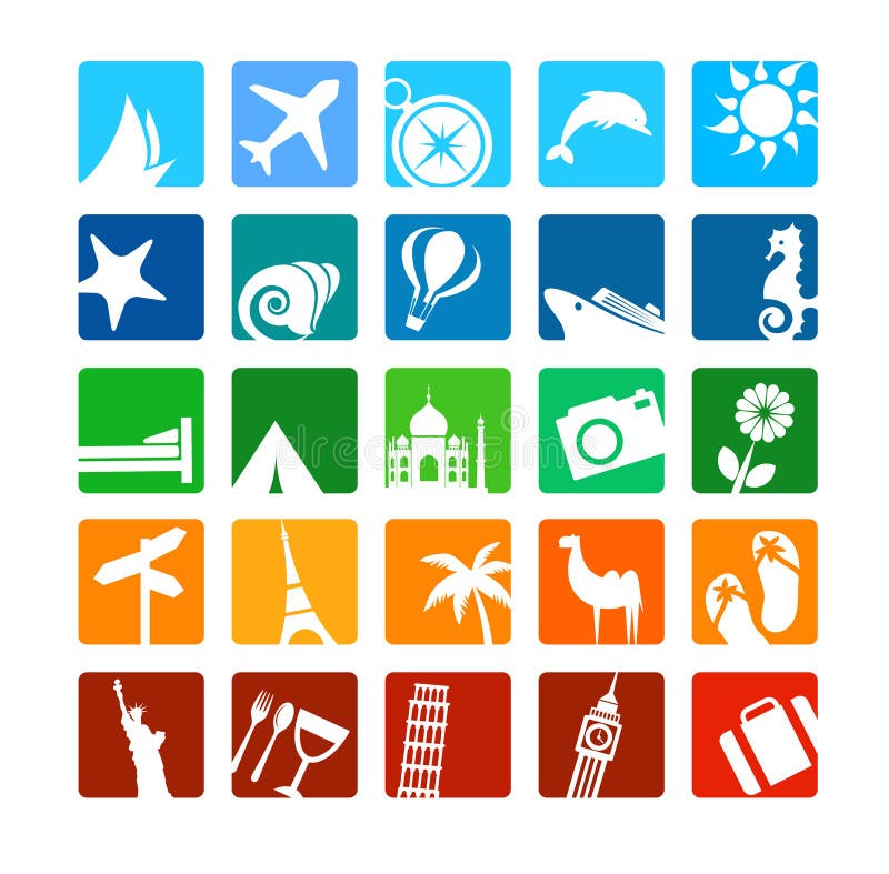 Iconos Del Turismo Y De Las Vacaciones Ilustración del Vector ...