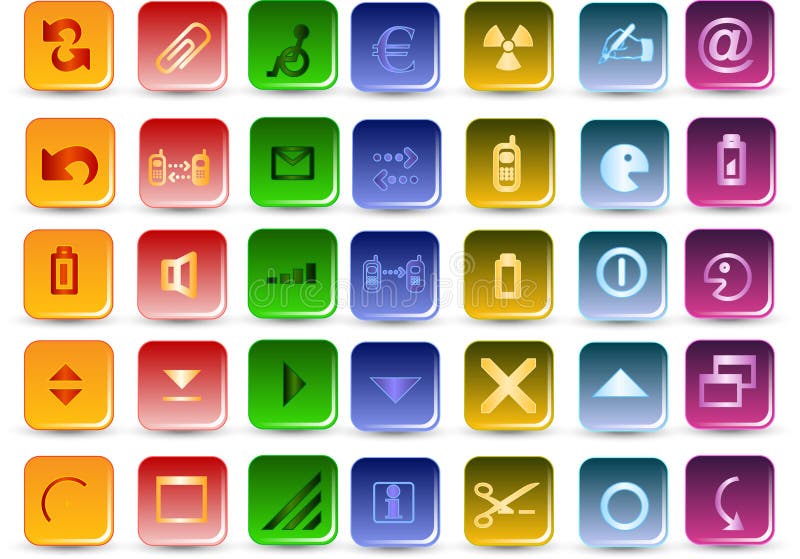 Iconos Del Vector De Colorfull Ilustración del Vector - Ilustración de ...