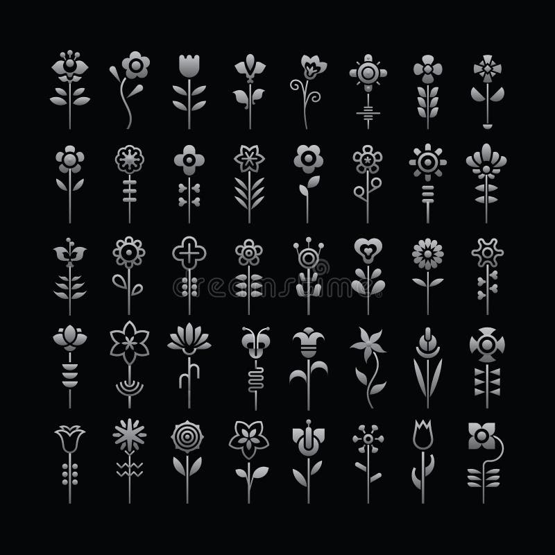 Iconos Del Vector De La Flor Ilustración del Vector - Ilustración de ...