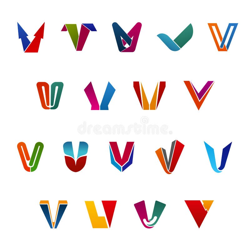 Iconos Del Vector De La Letra V Para El Negocio Ilustración del Vector ...