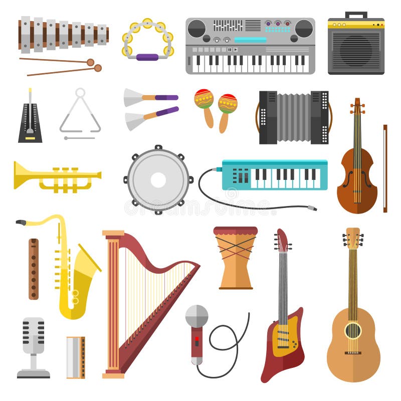 Iconos Del Vector De Los Instrumentos De Música Ilustración del Vector ...