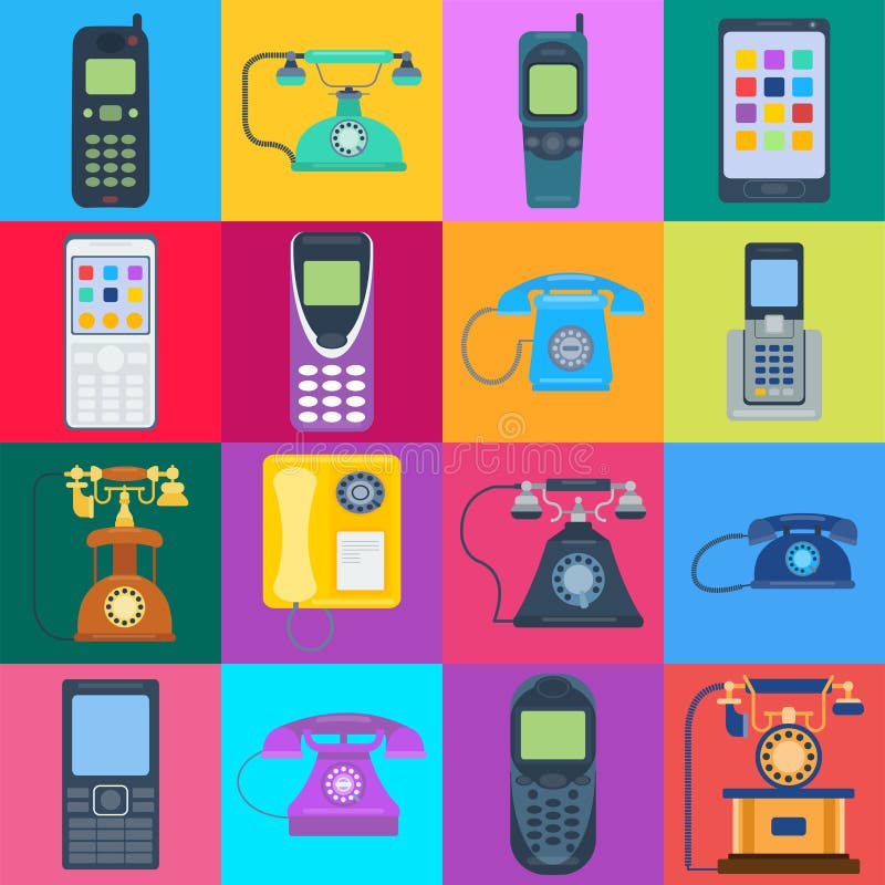 Iconos Del Vector De Los Teléfonos Ilustración del Vector - Ilustración ...