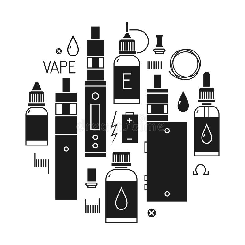 Iconos Del Vector Del Vape Y De Los Accesorios Ilustración del Vector ...