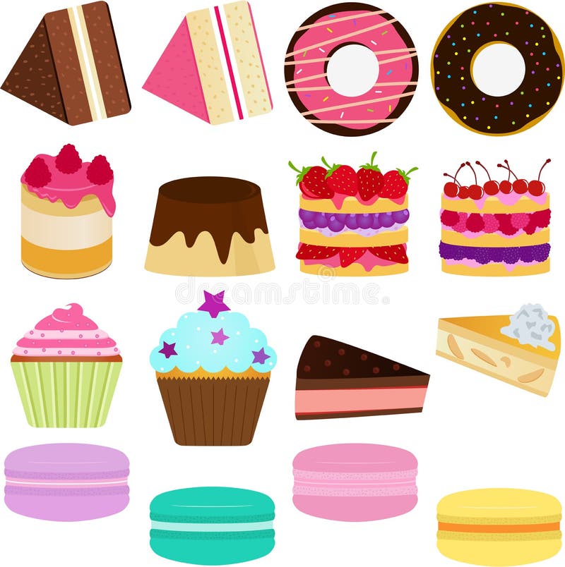Iconos Del Vector: Torta Dulce Linda Ilustración del Vector ...