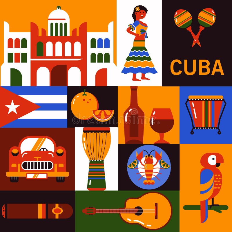 Iconos del viaje de Cuba ilustración del vector. Ilustración de recurso ...