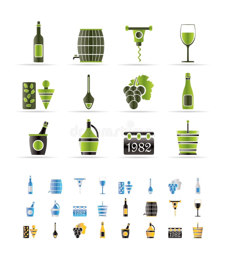 Iconos del vino ilustración del vector. Ilustración de conjunto - 12781639