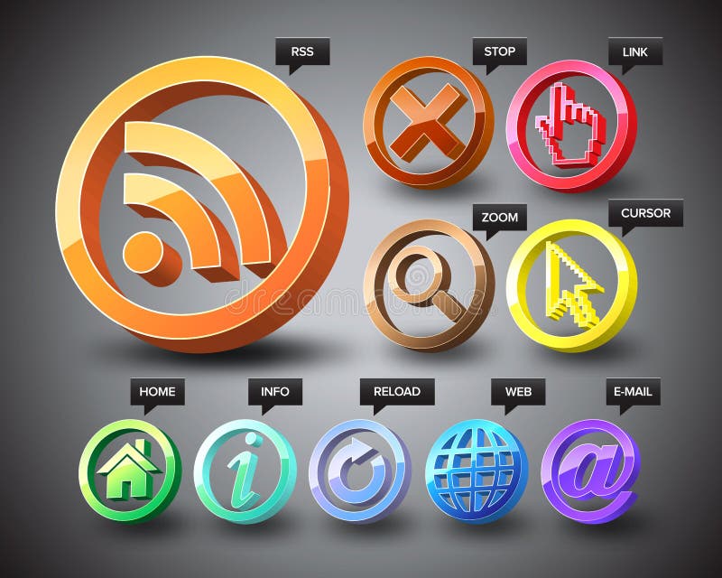 Iconos del Web 3D ilustración del vector. Ilustración de correo - 21780860