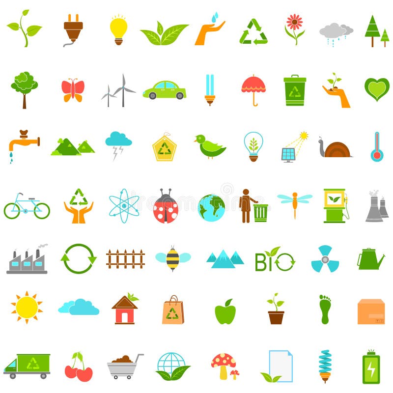 Iconos Ecológicos Y Ambientales Ilustración del Vector - Ilustración de ...