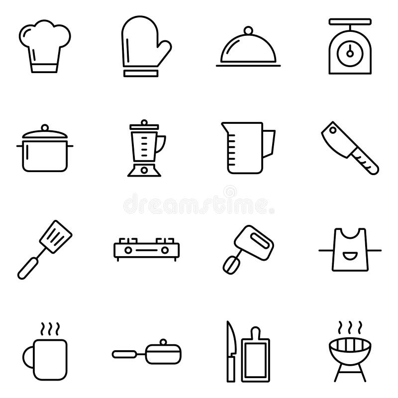 Iconos El Cocinar Y De La Cocina Ilustración del Vector - Ilustración ...