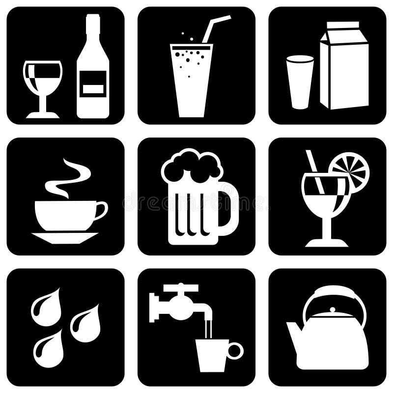 Iconos en las bebidas ilustración del vector. Ilustración de coctel ...