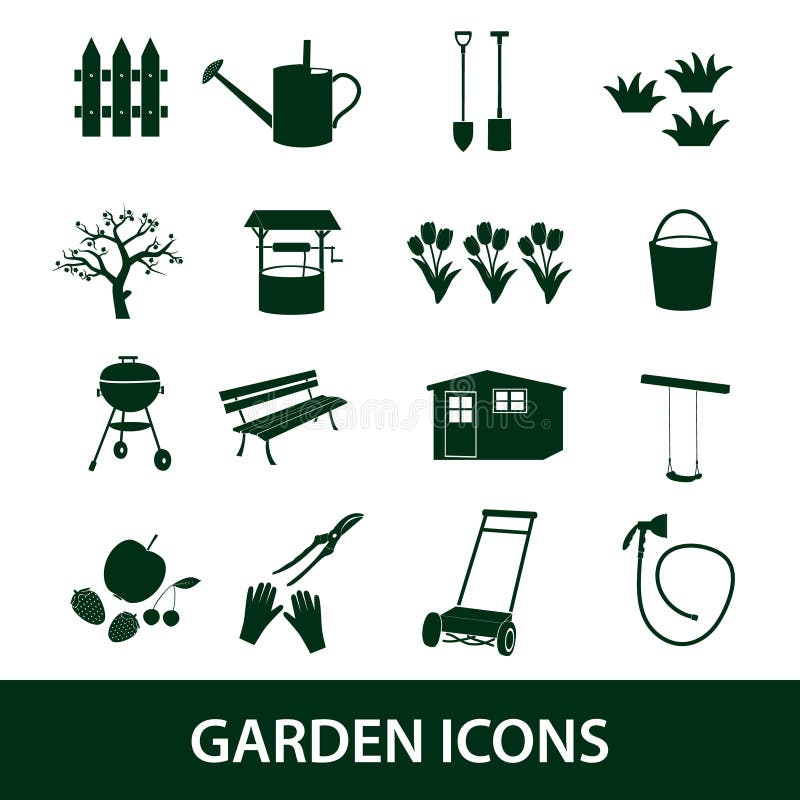 Iconos del jardín fijados ilustración del vector. Ilustración de casero ...