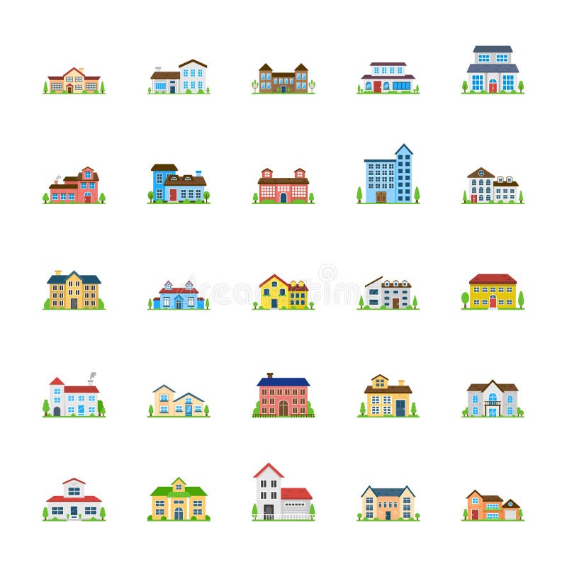 Iconos Exteriores De Los Planos De La Casa Stock de ilustración ...