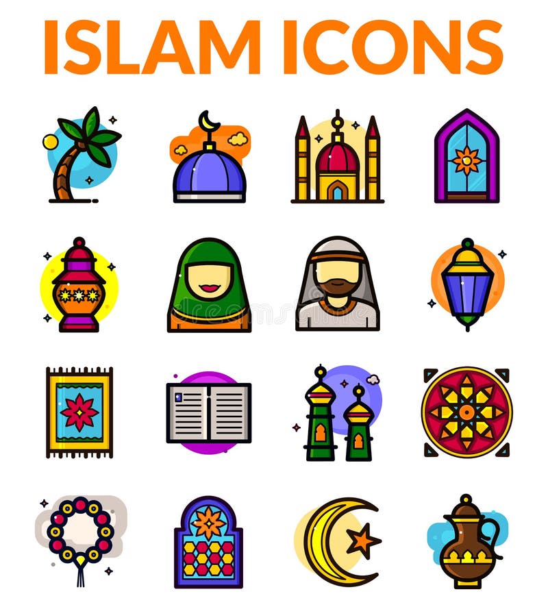 Sistema De Iconos Del Islam Stock de ilustración - Ilustración de medio, iconos: 34008150
